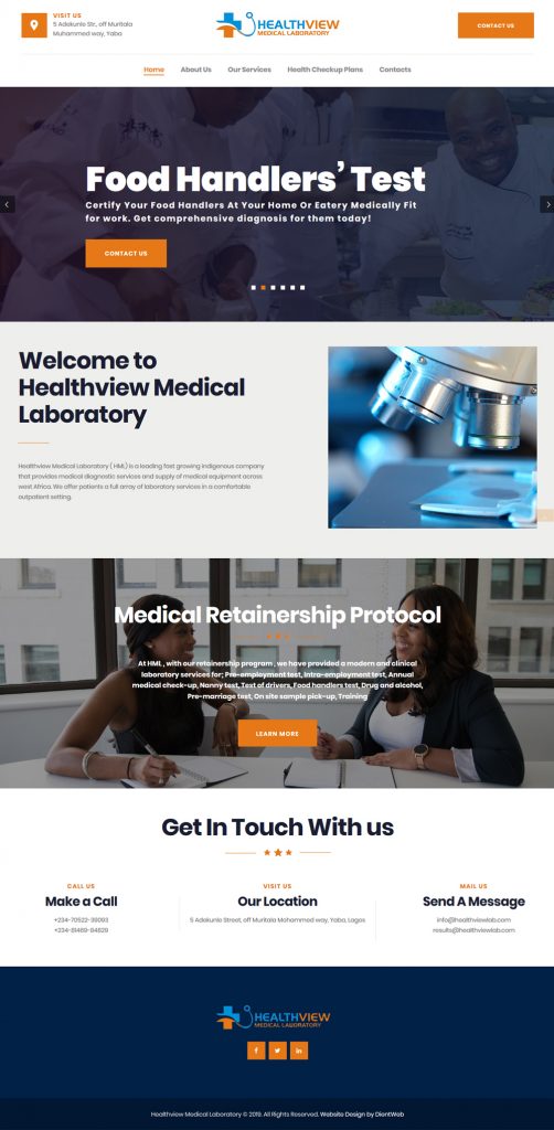 Healthview Medical Lab Website